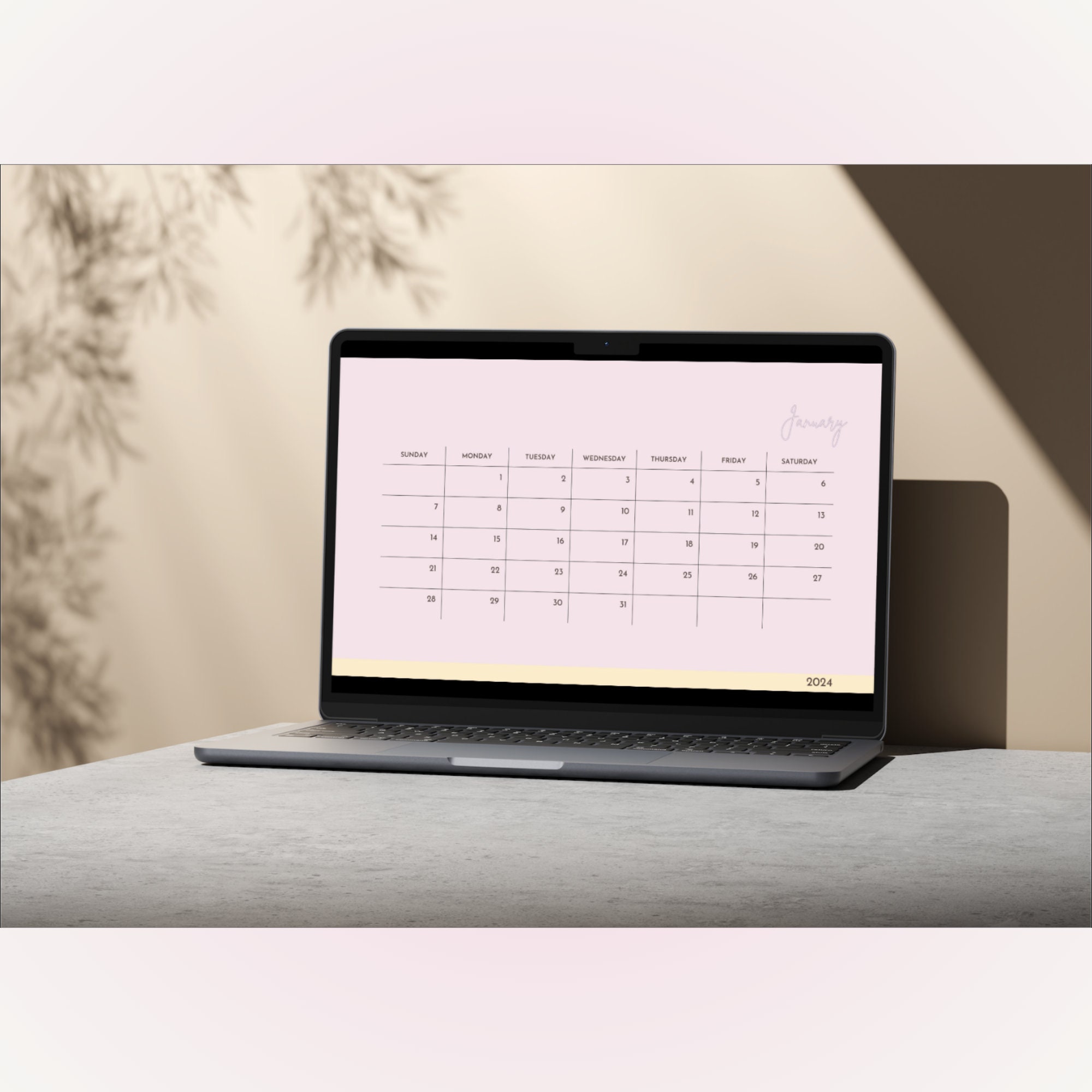 Digital 2024 Pink Minimalistic Calendar, iPad Goodnotes Calendar, - Etsy