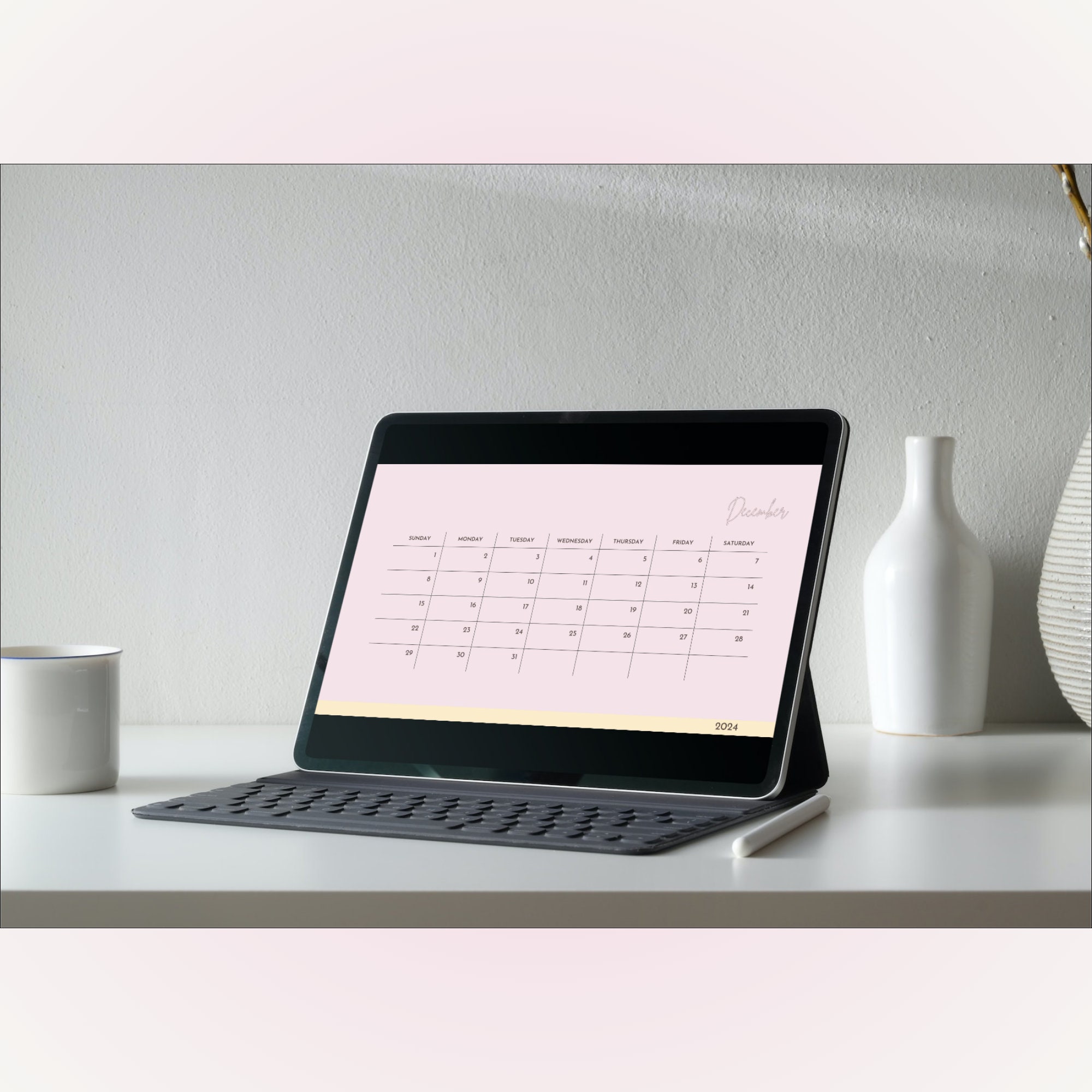Digital 2024 Pink Minimalistic Calendar, iPad Goodnotes Calendar, - Etsy