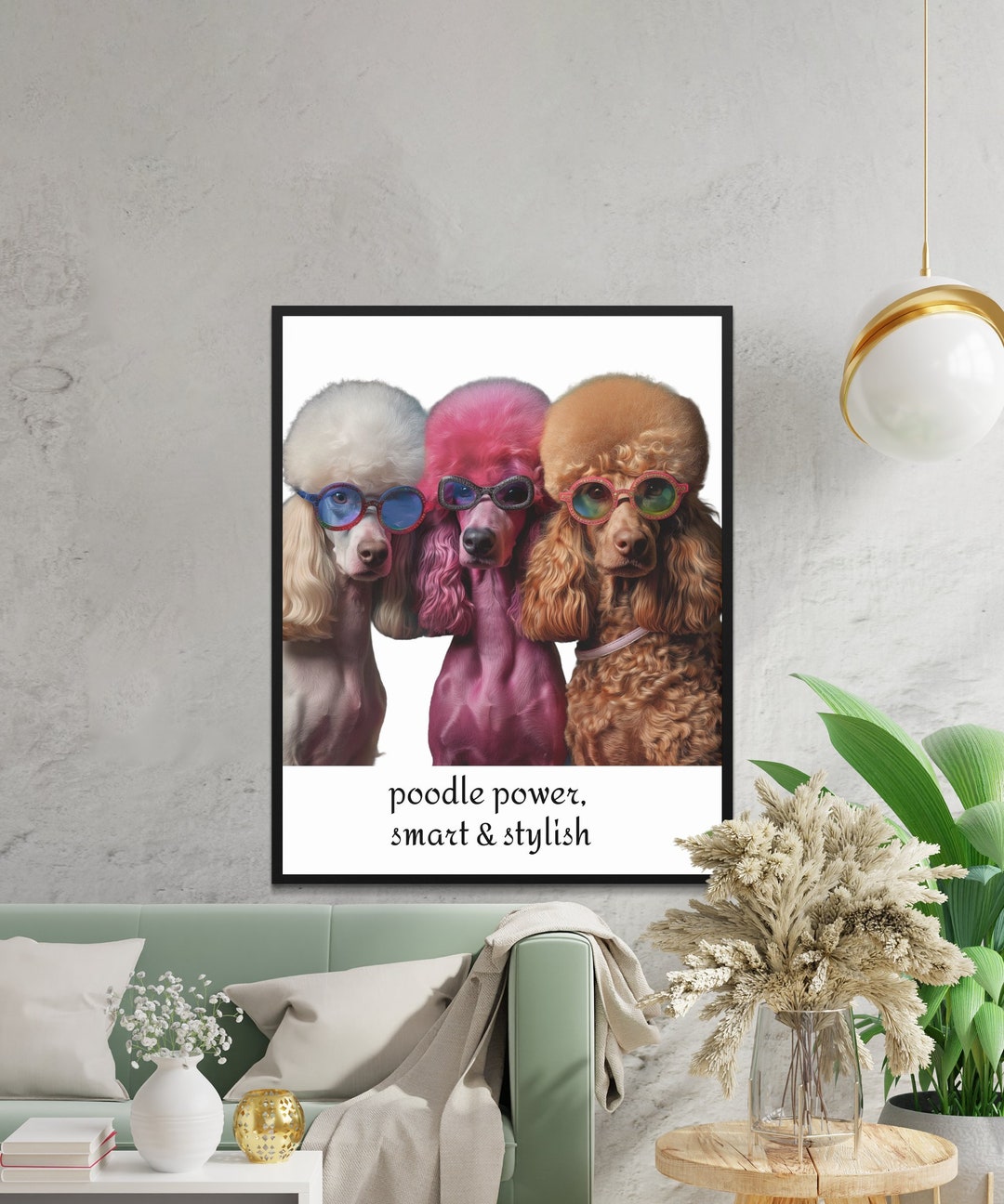 Customizable Funny Poodle Art, Cute Dog Lover Gift, Smart and Stylish ...