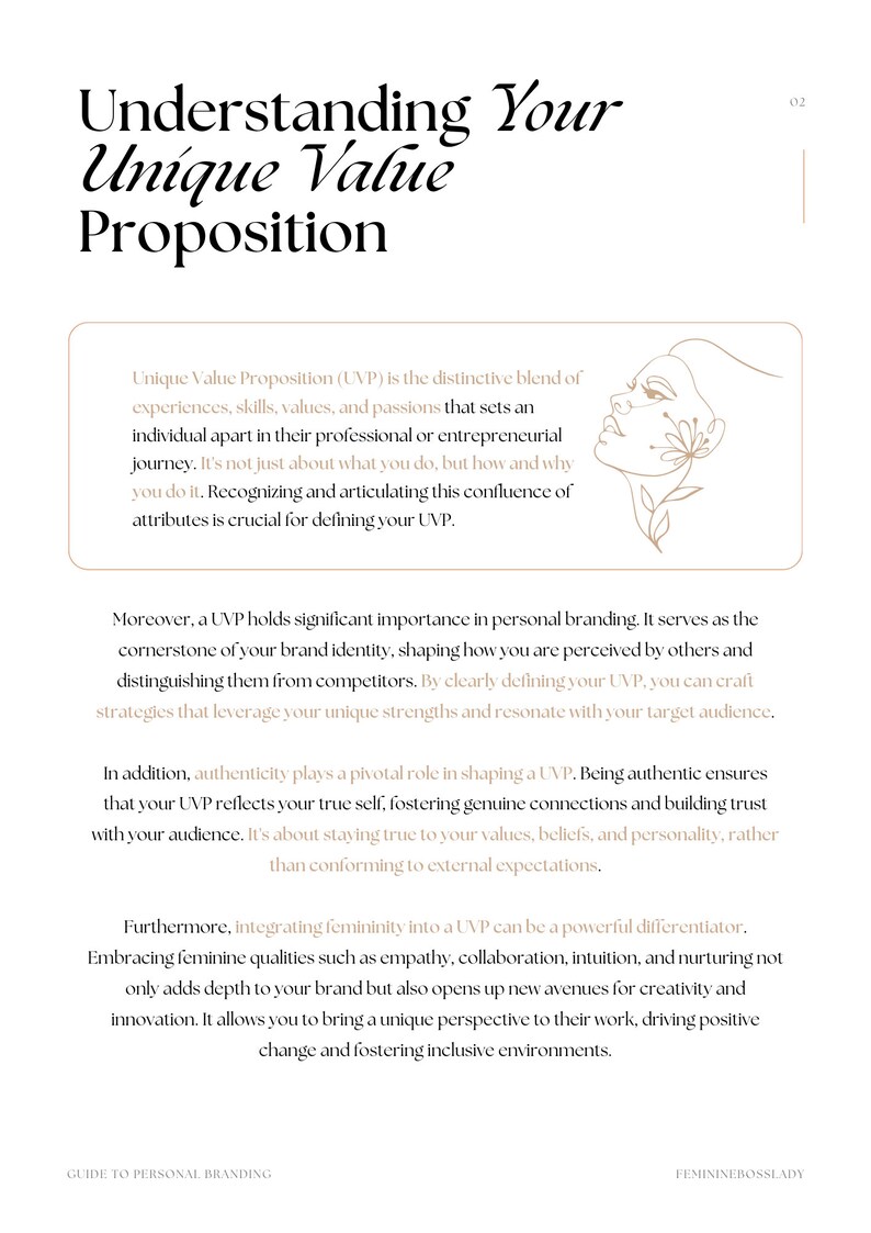 Your Unique Value Proposition WORKBOOK Designing Your Feminine and True ...
