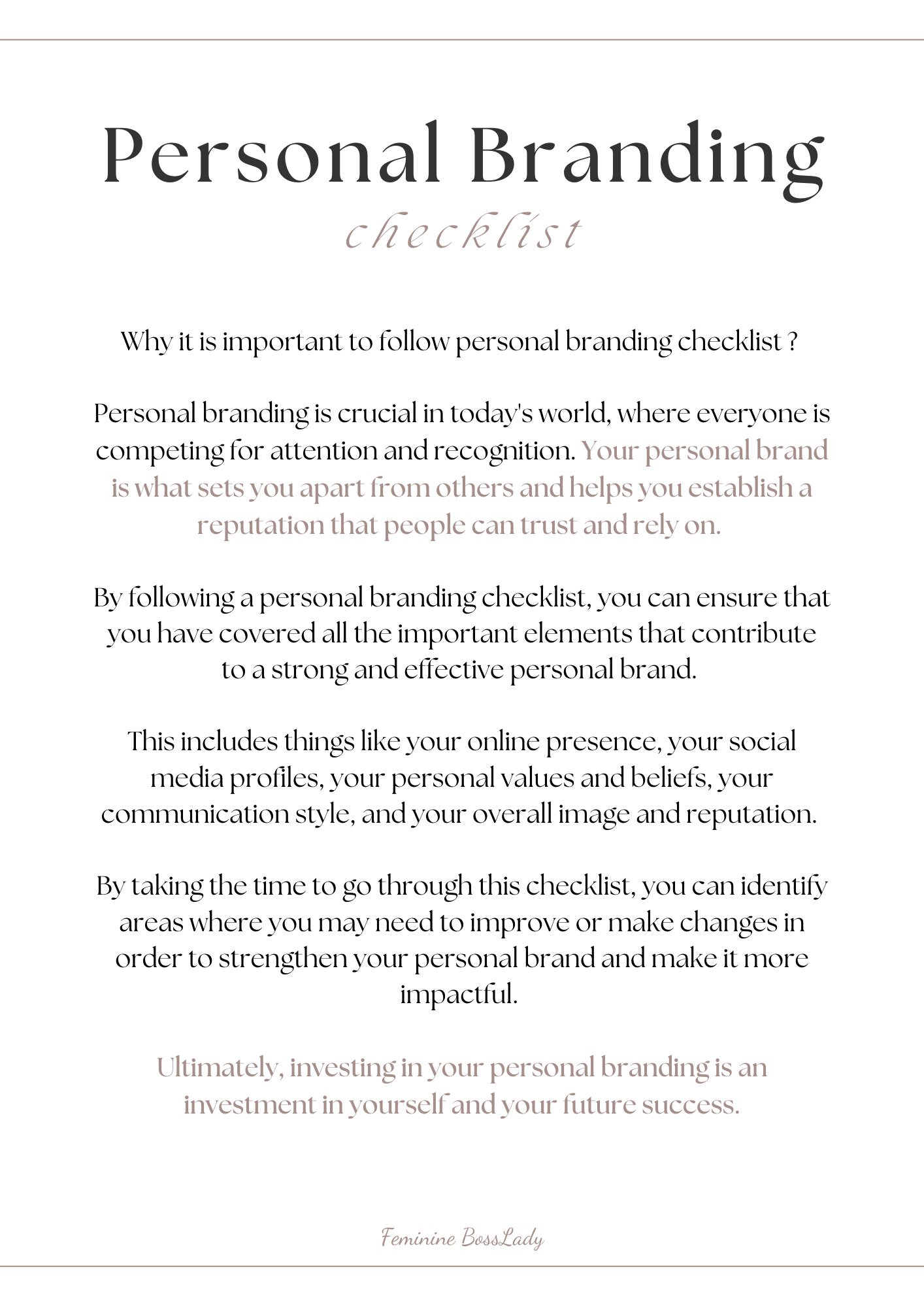 Personal Branding Checklist Be Your Own Coach 63 Bullets to Improve ...