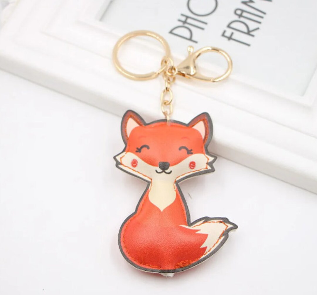 Cartoon Fox Keychain Cute Smiley Animal Key Ring Pendant Handmade Bag ...