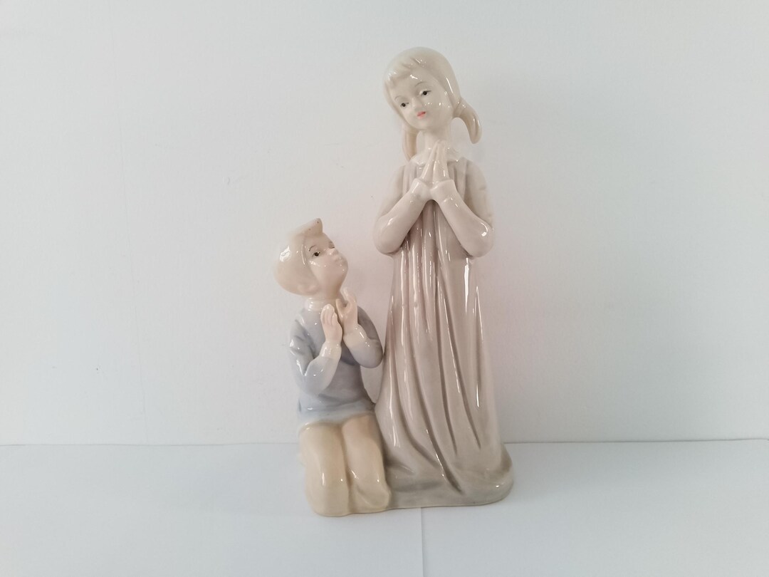 Lladro Vintage Teaching to Pray Girl Boy Praying Porcelain Figure ...
