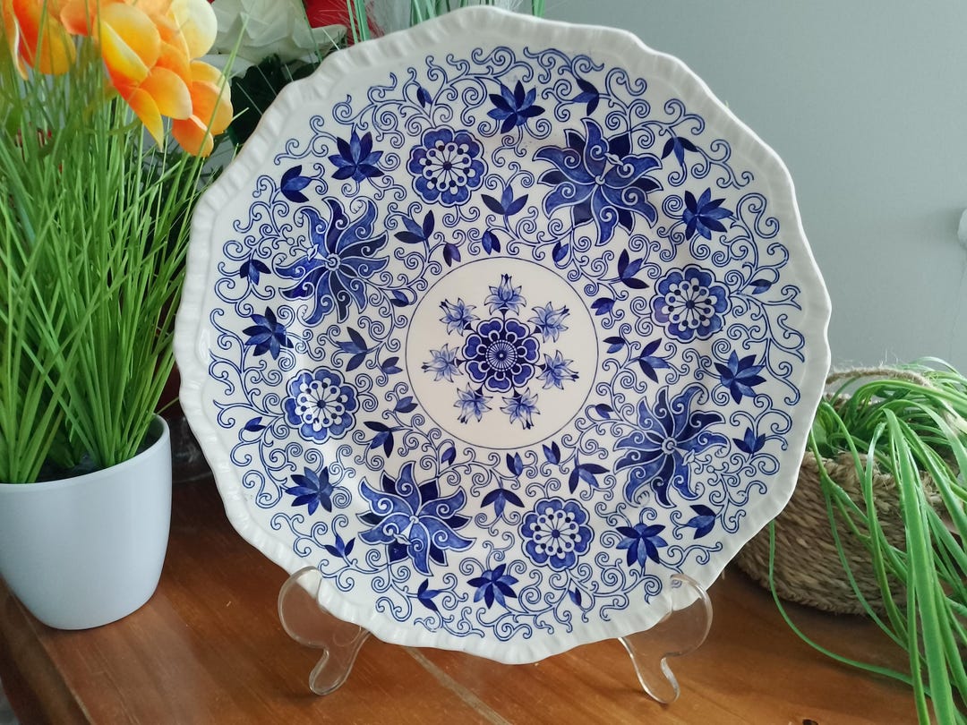 Vintage Mason's Ironstone Plate Bow Bells Pattern, Blue and White ...