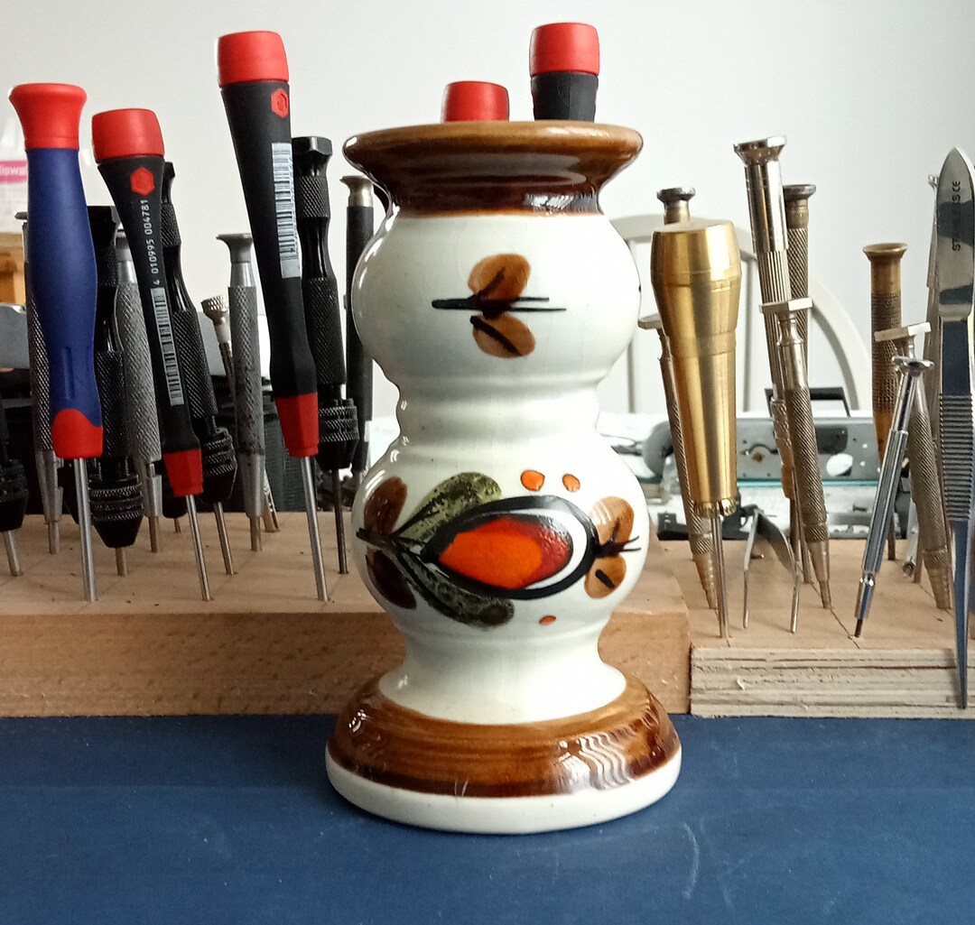 Vintage Porcelain Candlestick Holder Bernau SMF Schramberg Handgemalt ...