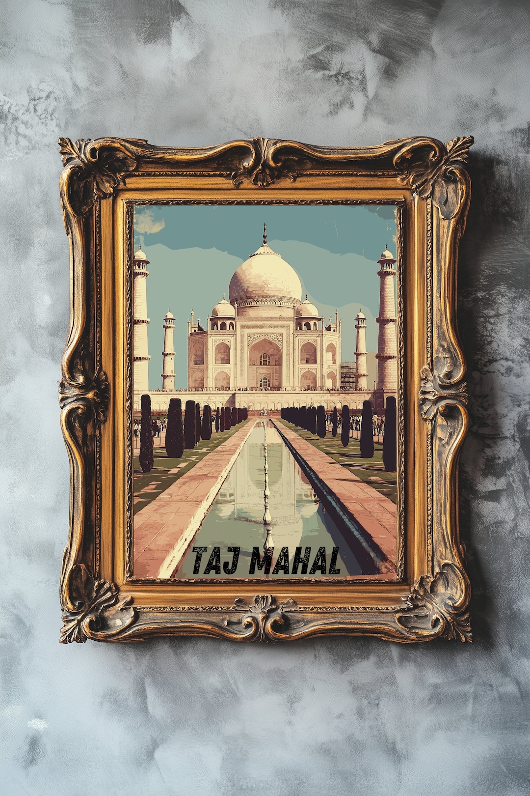 Taj Mahal Vintage Poster Majestic Wonder of the World, Eternal Love in ...