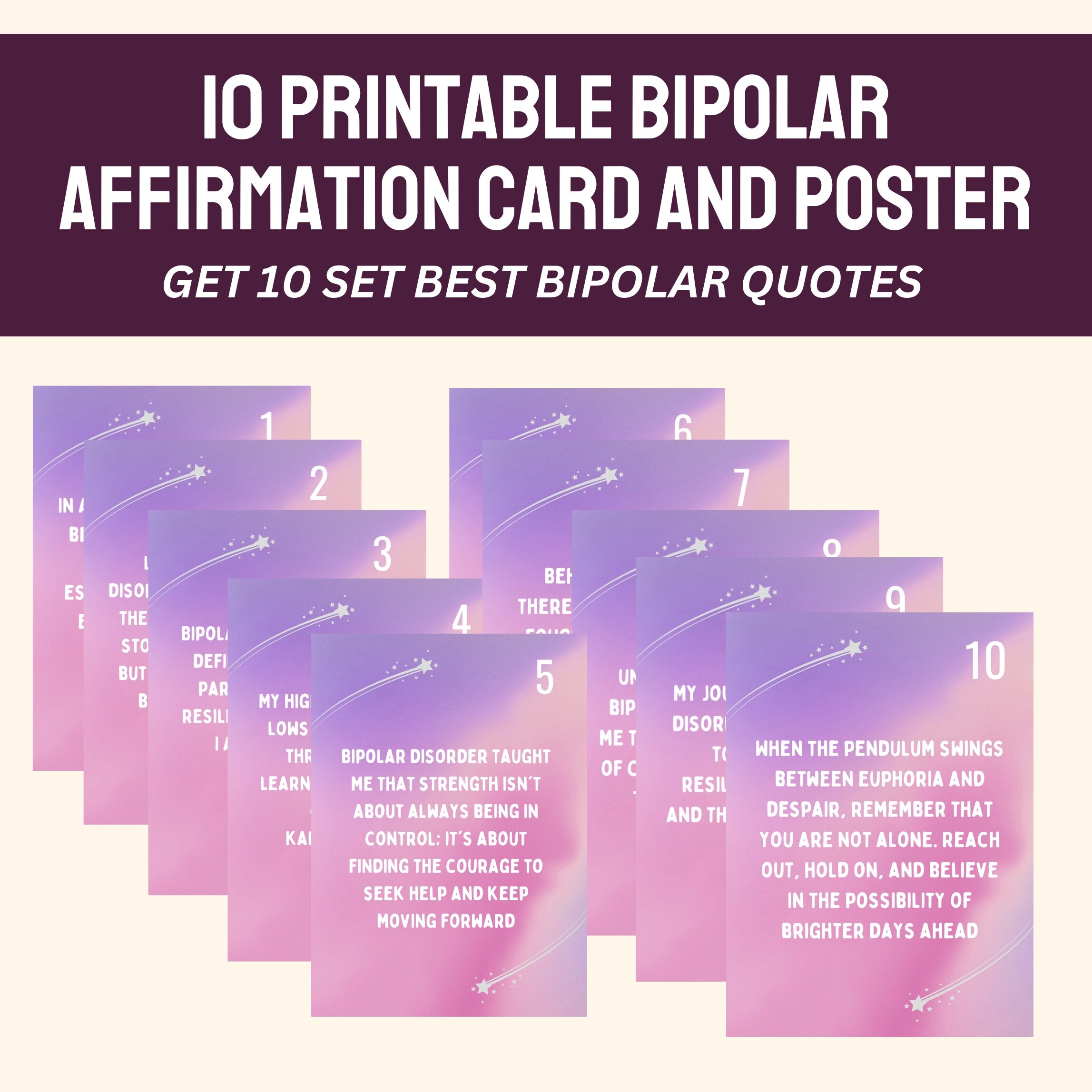 Bipolar Affirmation Cards, Printable Card for Bipolar Disorder, Bipolar ...