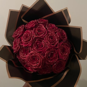 Real Red Roses Glitter Bouquet | Glitter Roses | Glitter Bouquet | Anniversary Gift | Birthday ...