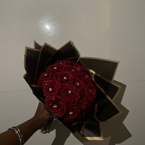 Real Red Roses Glitter Bouquet Any Occasion - Etsy