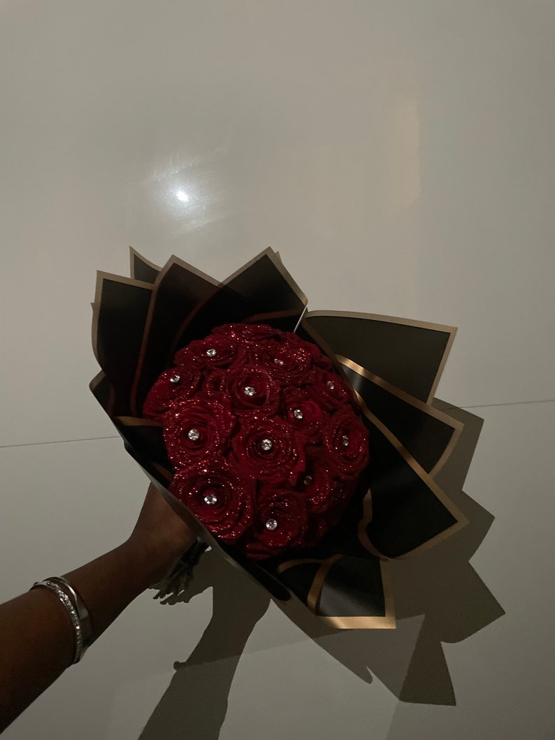 Real Red Roses Glitter Bouquet Any Occasion - Etsy