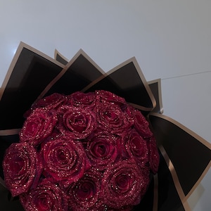 Real Red Roses Glitter Bouquet Any Occasion - Etsy