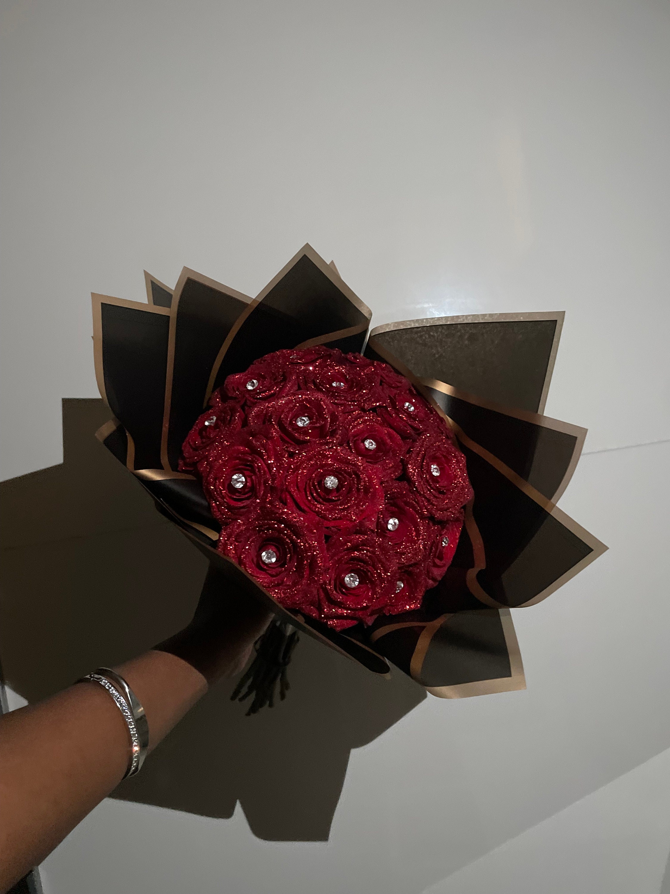 Real Red Roses Glitter Bouquet Any Occasion - Etsy UK