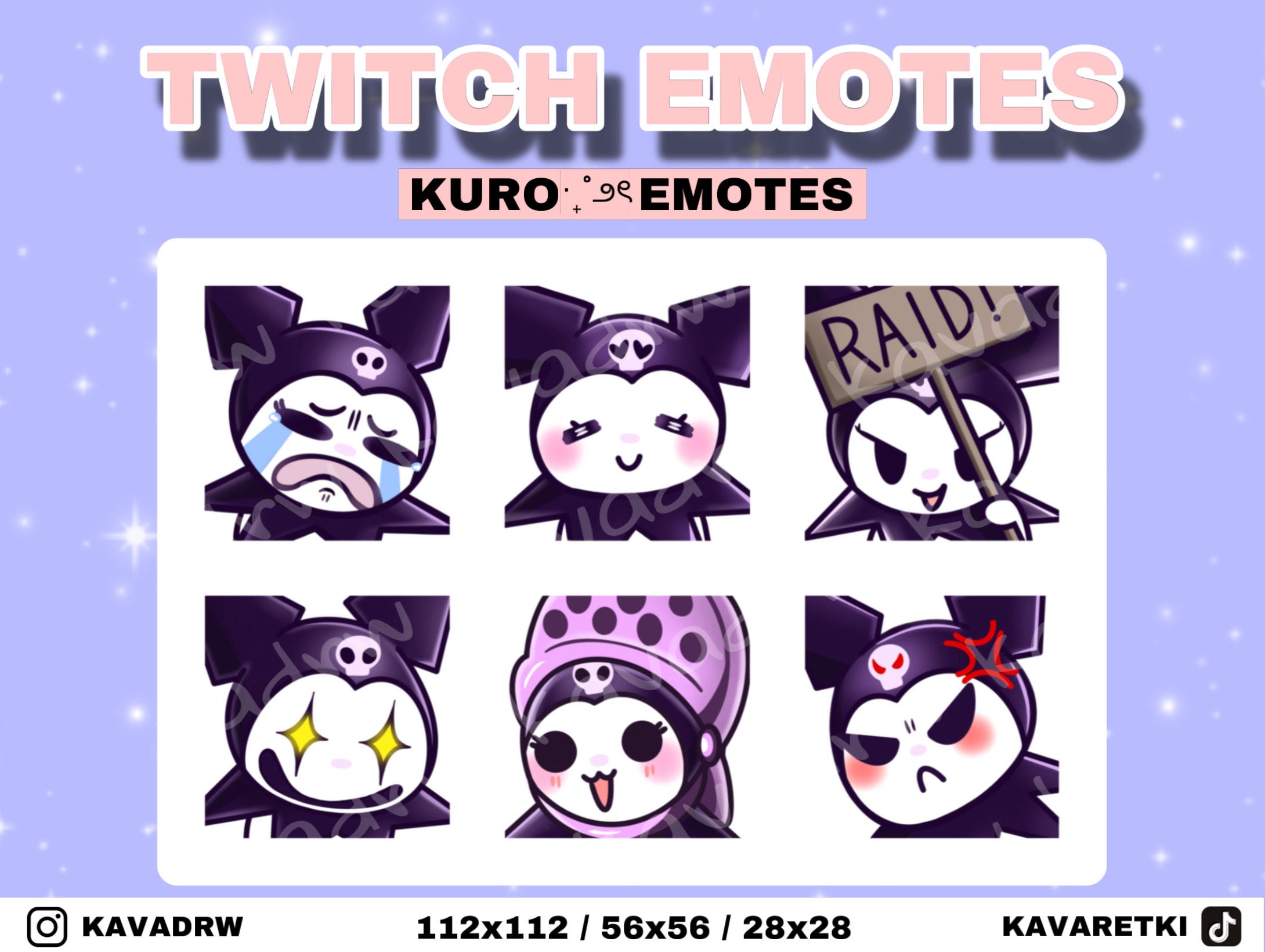 Kawaii Kuro Character Emotes Chibi Bunny Cute Emote E-girl, Vtuber ...