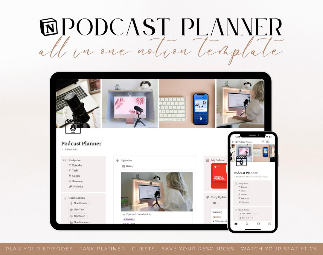 Podcast Planner All in One Notion Template | Host Dashboard Organizer ...