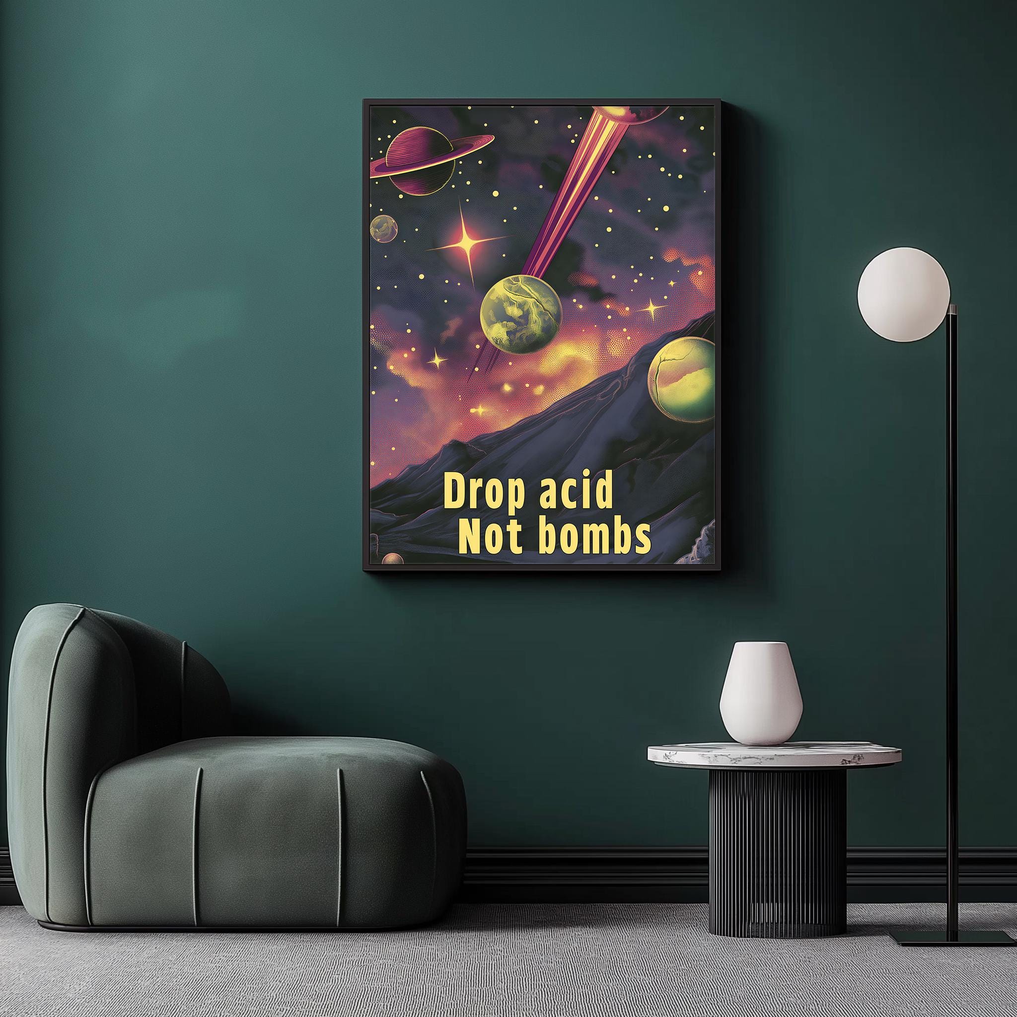 Acid With Planets Printable Digital Poster, Modern Home Art Print ...