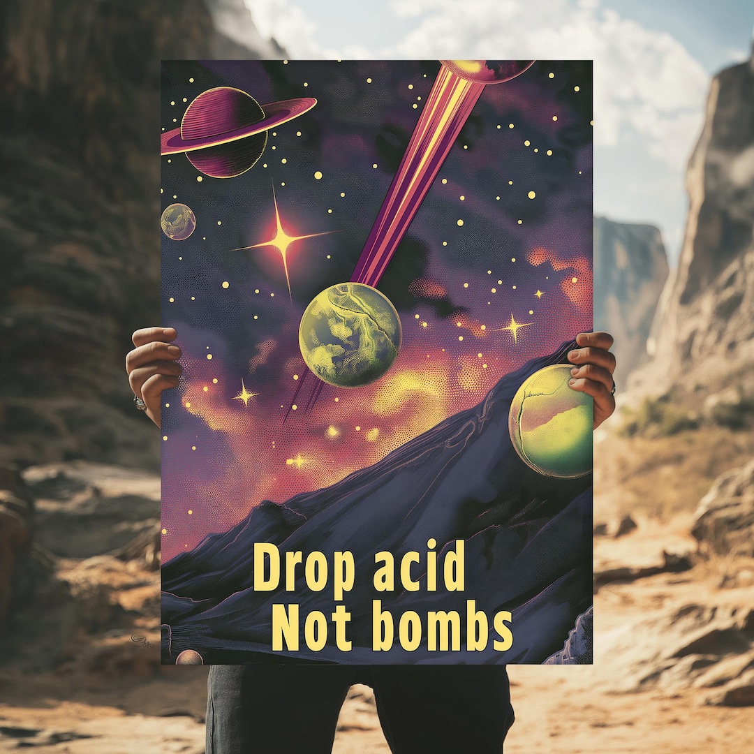 Acid With Planets Printable Digital Poster, Modern Home Art Print ...