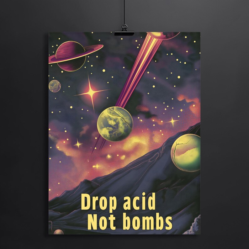 Acid With Planets Printable Digital Poster, Modern Home Art Print ...