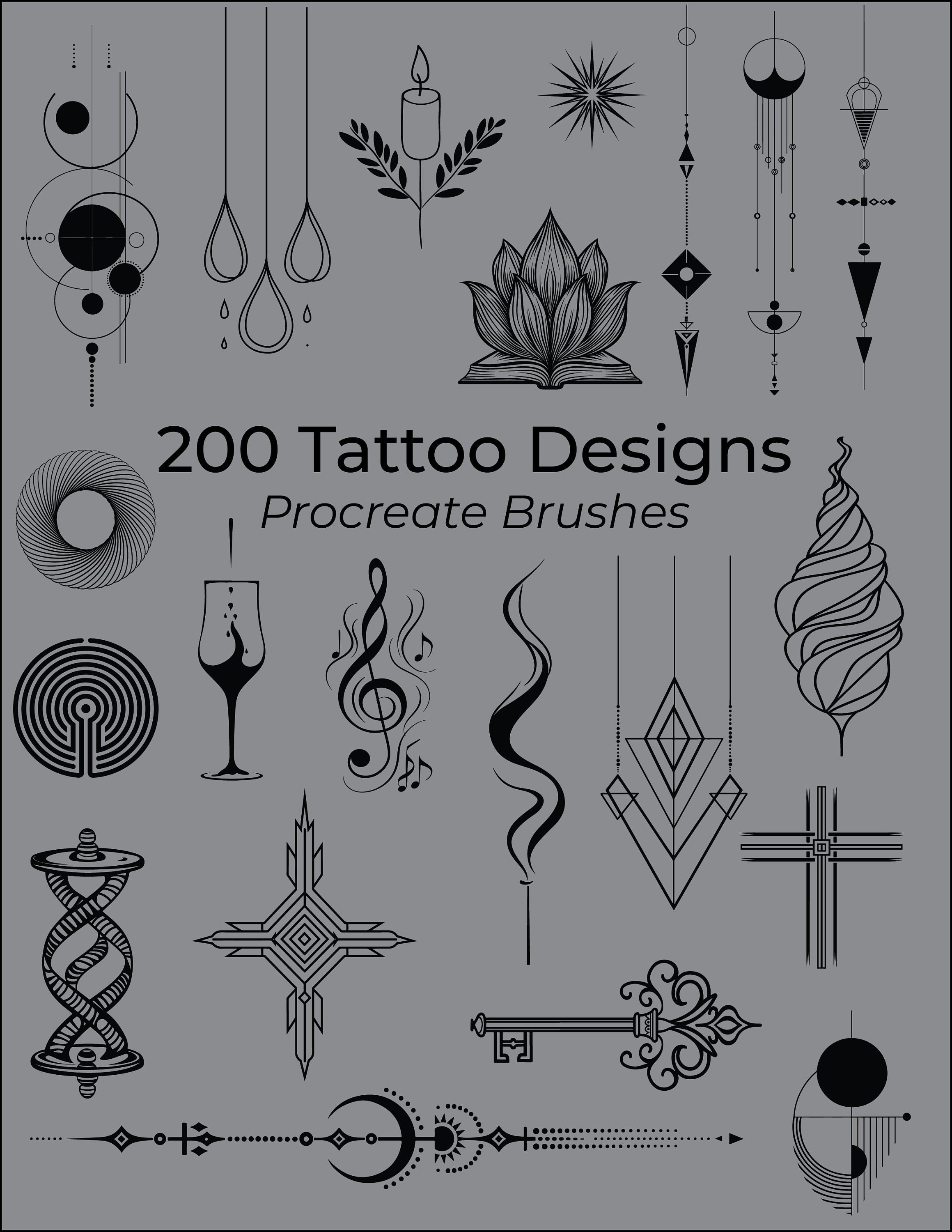 200 Tattoo Designs for Procreate | Mystical & Minimalist Tattoo Brush ...