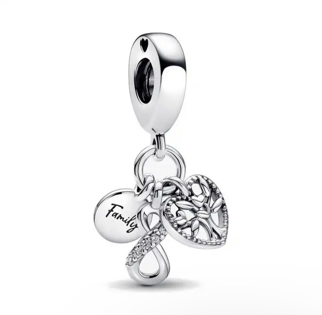 Family Infininty Triple Dangle Charm, Silver Charms for Bracelet ...