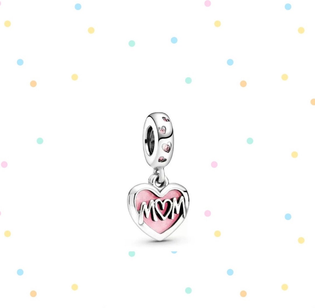 Mom Script Heart Charm, Charms for Bracelet, Authentic Sterling Silver ...