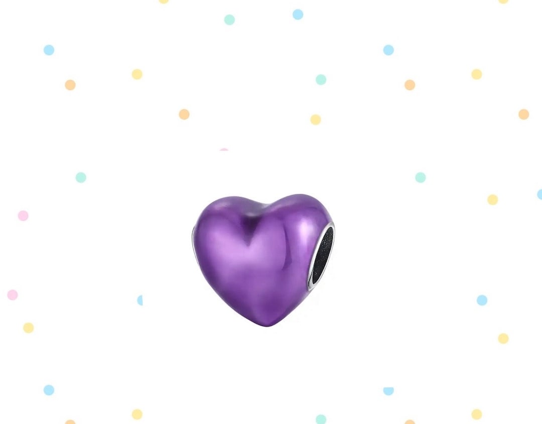 Metallic Purple Heart Charm,authentic Genuine S925 Sterling Silver ...