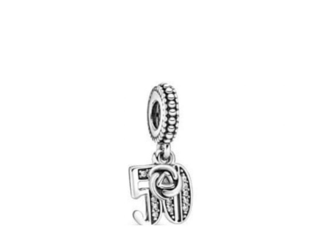 50th Birthday Dangle Charm for Bracelet, Genuine Authentic S925 ...