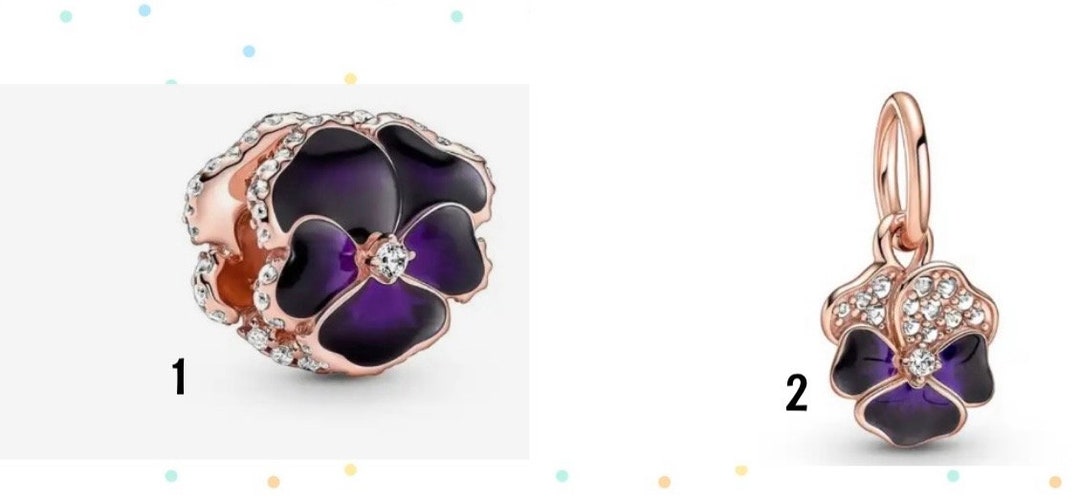 Deep Purple Pansy Flower Charm, Silver Charms,authentic Genuine Silver ...
