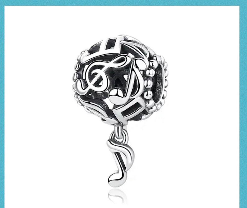 Openwork Music Notes Charm , Authentic Genuine S925 Sterling Silver ...