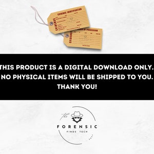 Evidence Tag Template Chain of Custody Printable Crime Scene Props ...