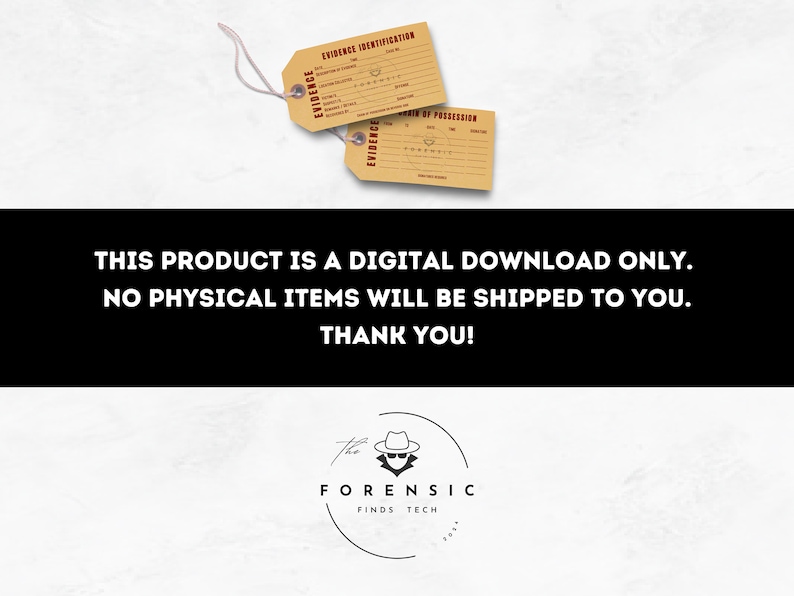 Evidence Tag Template Chain of Custody Printable Crime Scene Props ...