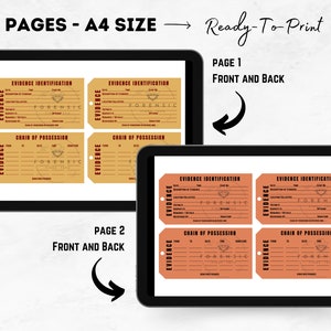 Evidence Tag Template Chain of Custody Printable Crime Scene Props ...