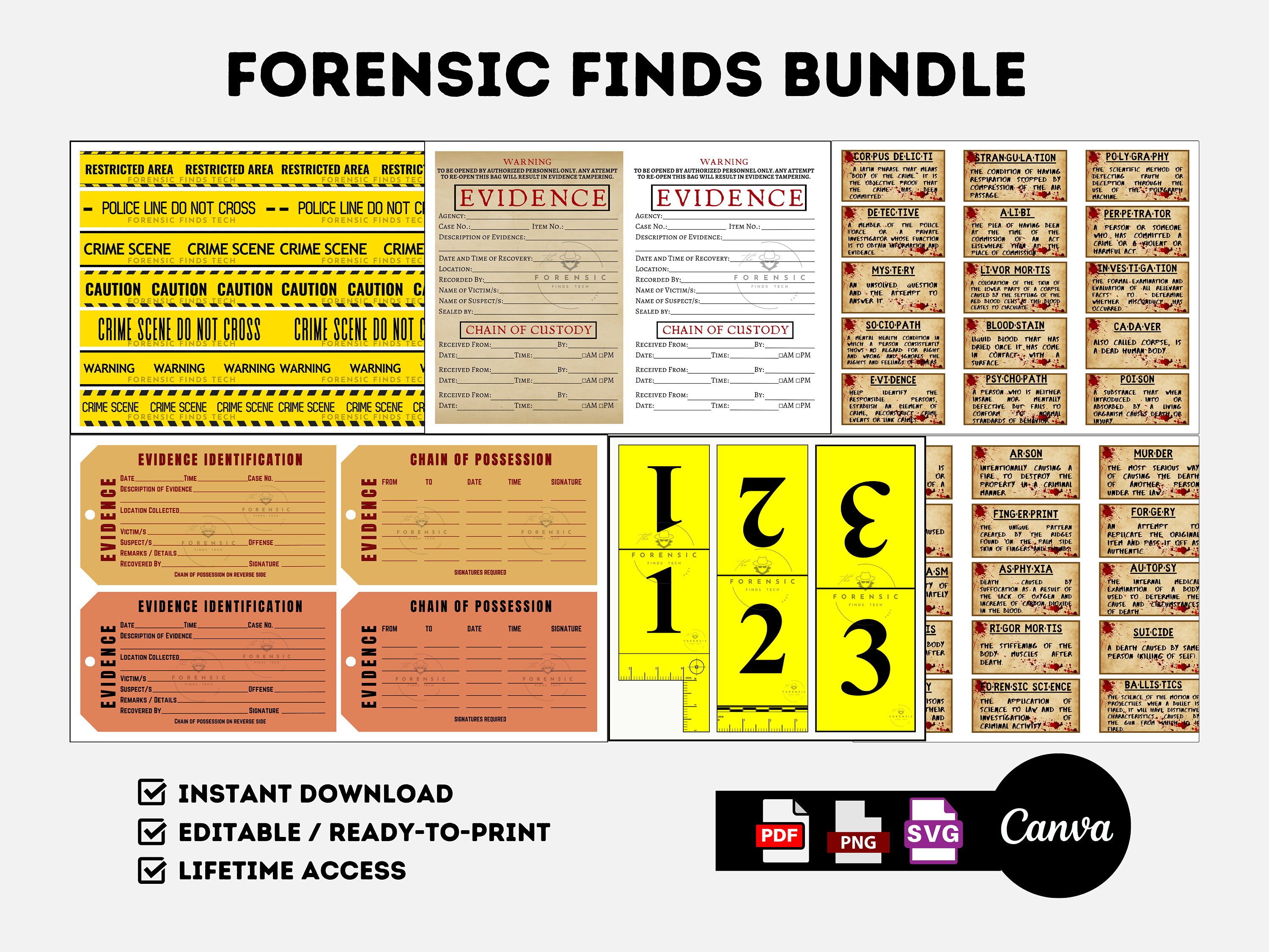 Forensic Bundle Template True Crime Scene Investigation Digital ...