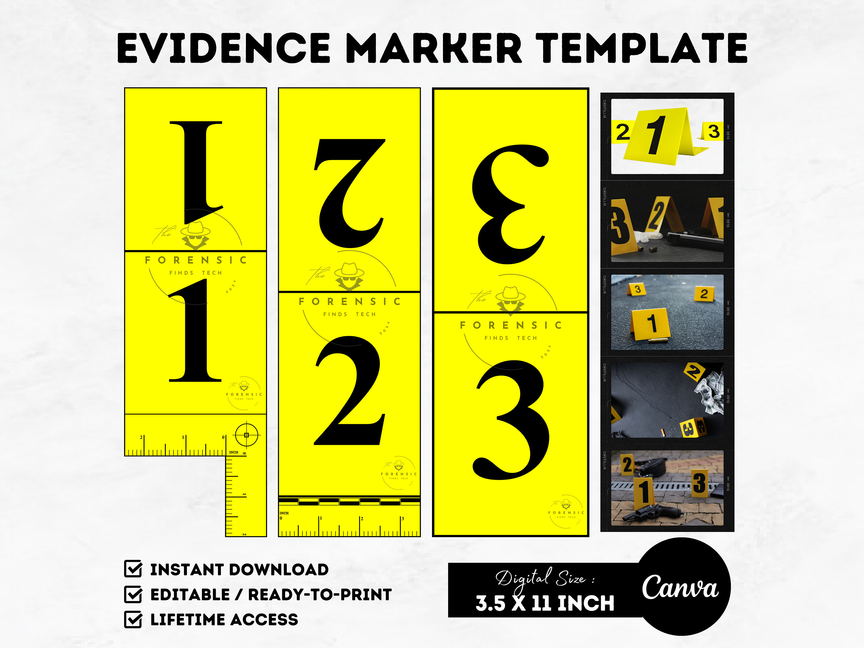 Crime Scene Evidence Marker Template Yellow Number Label Detective ...