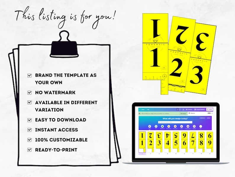 Crime Scene Evidence Marker Template Yellow Number Label Detective ...