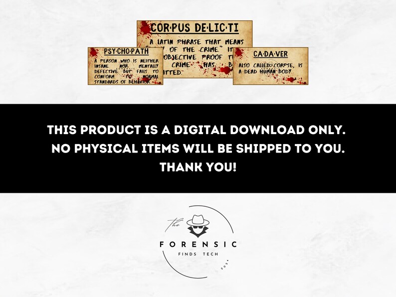 Forensic Terminologies Sheet Crime Dictionary Printable Detective Props ...