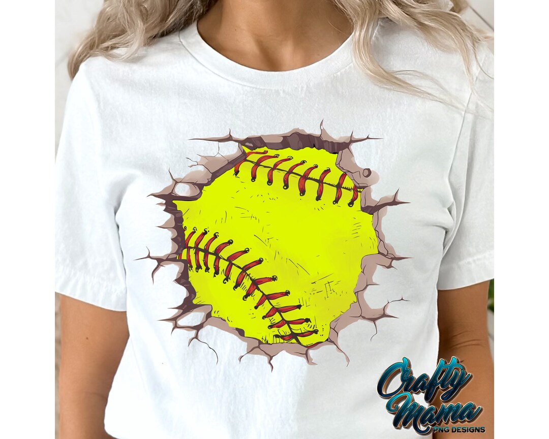 Softball Png File, Softball Cracked Wall Png, Softball Shirt Png ...