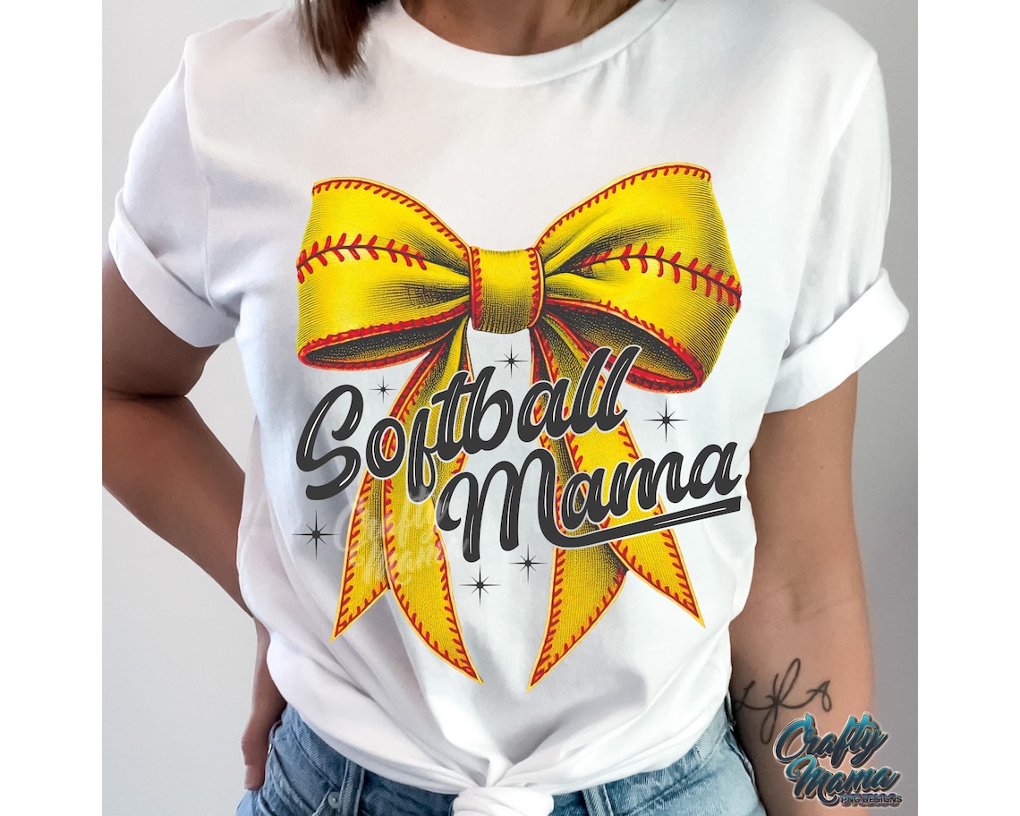 Softball Mama Png File for Shirt, Mama Softball Bow Png, Coquette ...