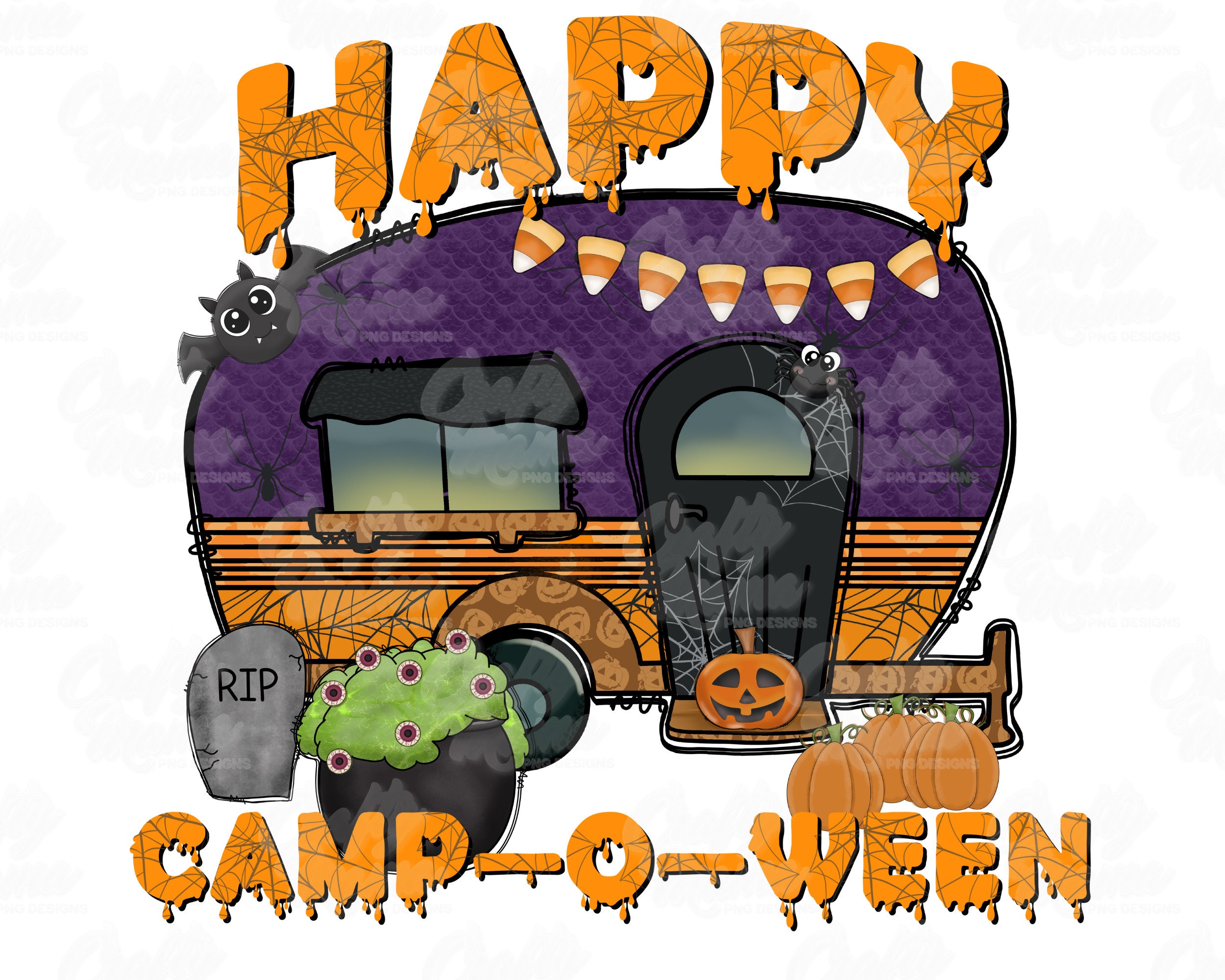 Halloween Png, Camping Png, Halloween Camper Png, Camping Bucket Png ...