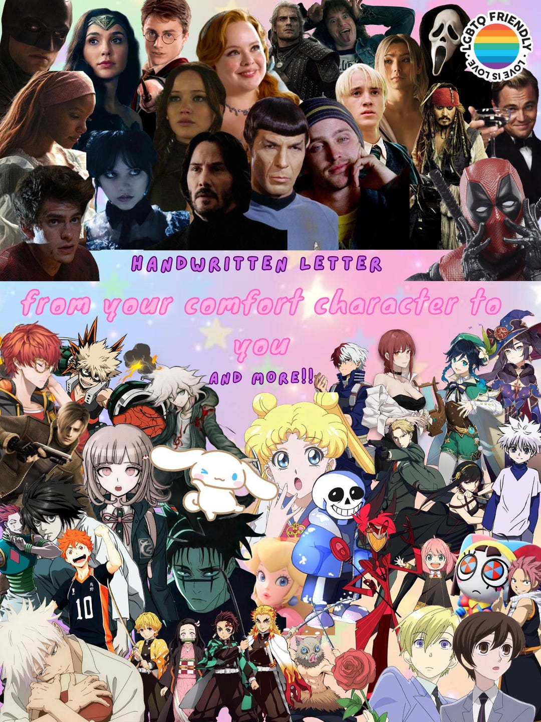 Comfort Character Letter! -- Personalizable; Animes, Movies, TV, Books ...