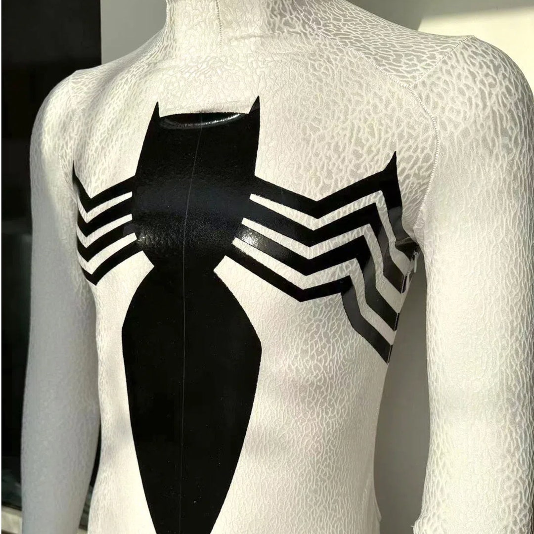 White Venom Spiderman Costume Cosplay Costume Suit 3D Silicone Screen ...