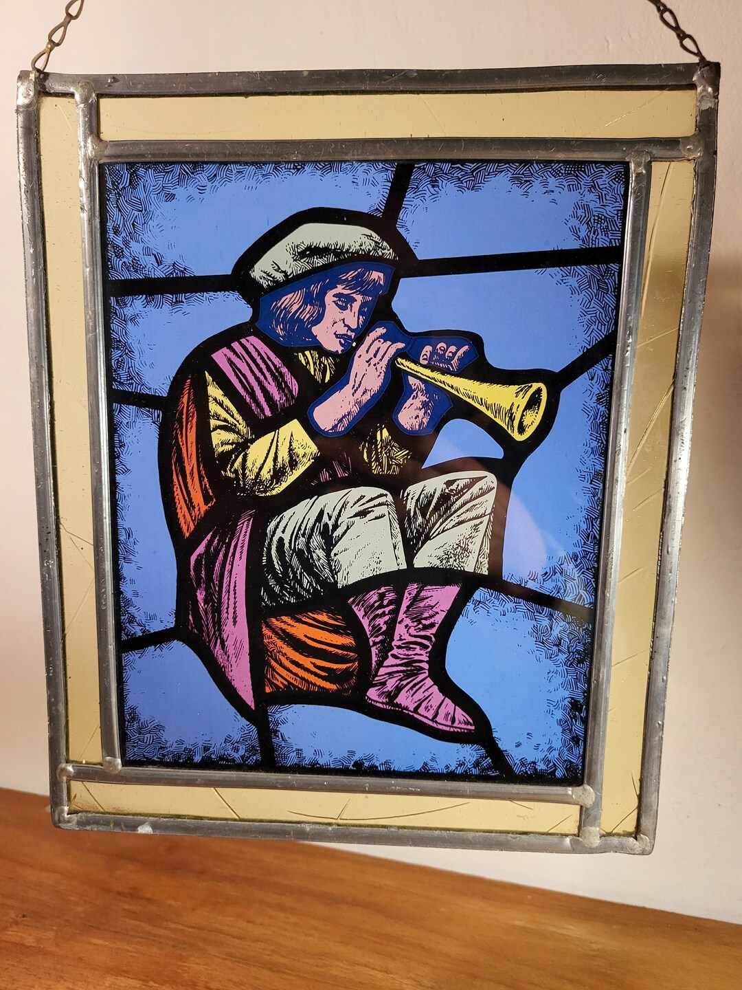 Vintage Window Hanger, Stained Glass, 70s. Messenger of the King ...