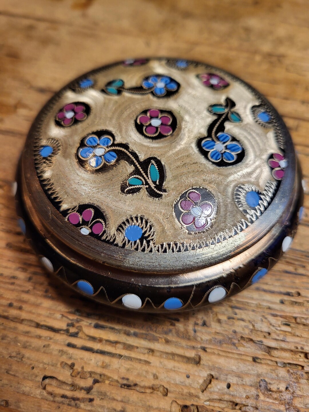 Vintage Jewelry Box, Pill Box, Powder Box, Jewellery Box, Metal With ...