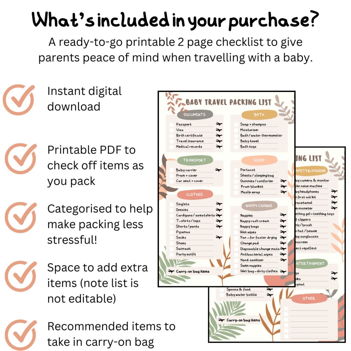 Baby Travel / Holiday Essentials - Packing List - Etsy