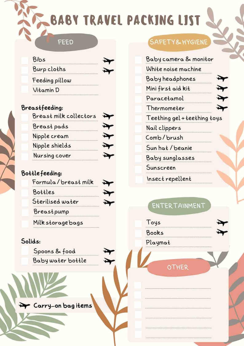 Baby Travel / Holiday Essentials - Packing List - Etsy