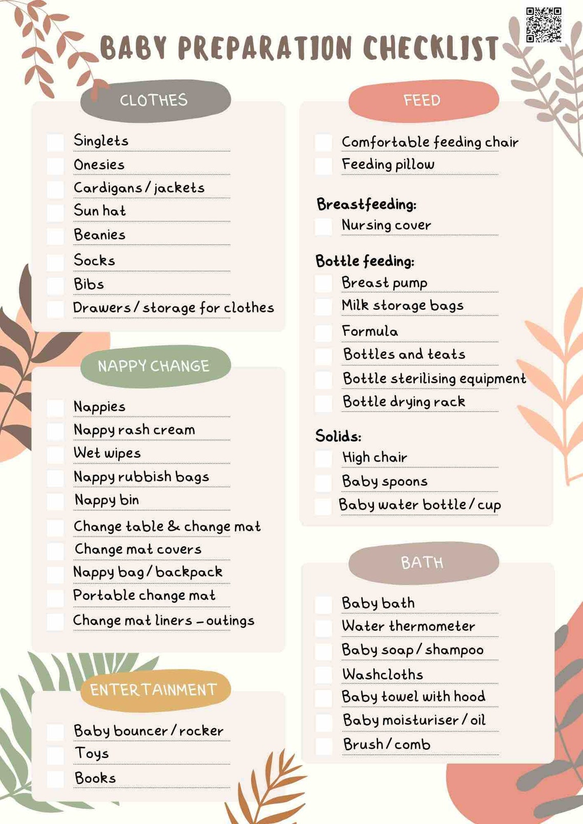 Baby Preparation Checklist - Etsy