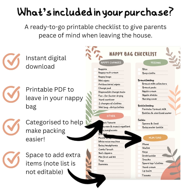 Nappy Bag Essentials Checklist - Etsy