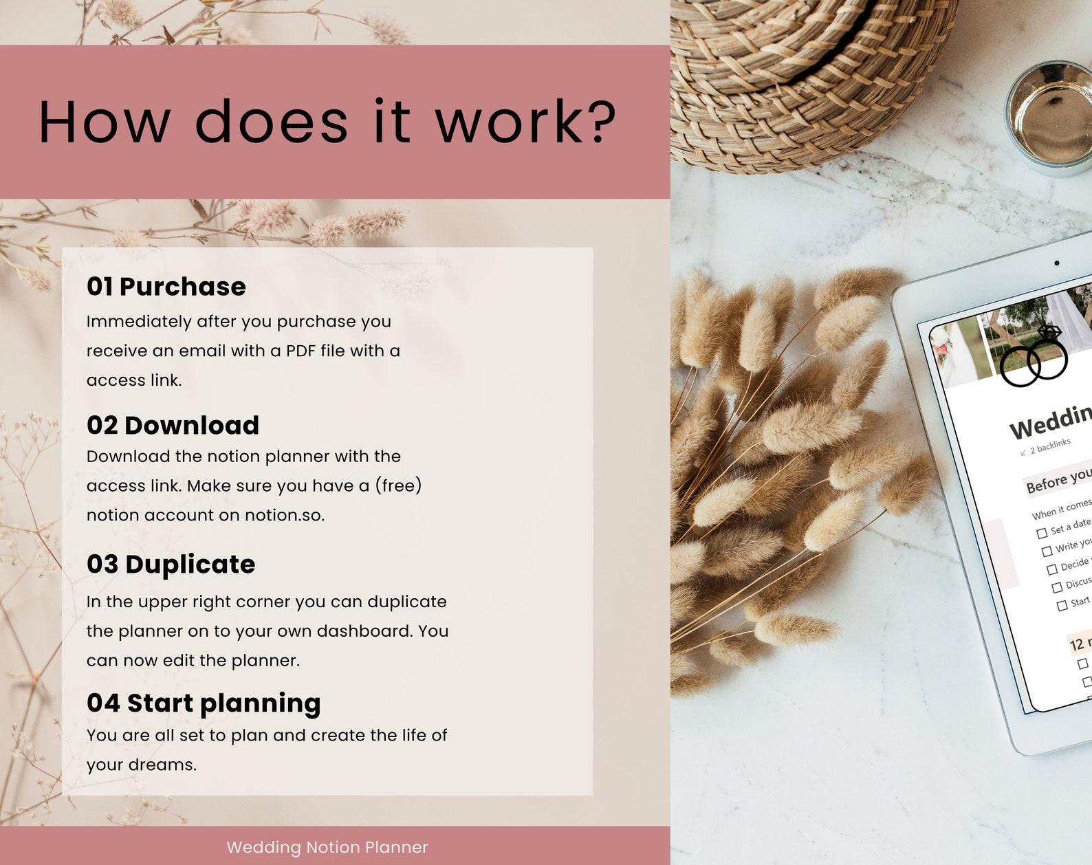 Wedding Checklist Notion Template | Wedding Digital Planner Book ...