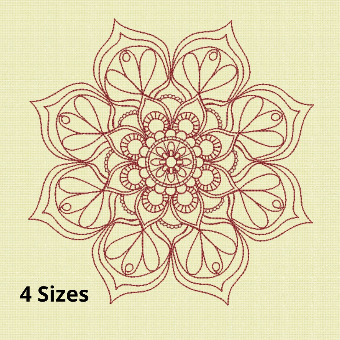 Mandala Machine Embroidery Design, Zen Designs, Run Stitch Design, 4 ...