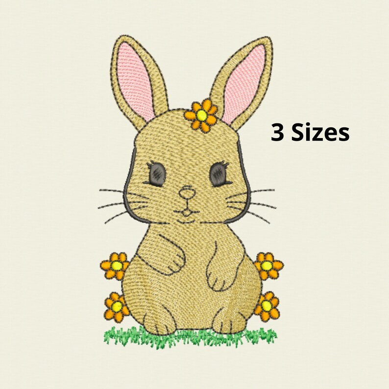 Flower Bunny Machine Embroidery Design, Easter Gift, 3 Sizes, Tatami ...