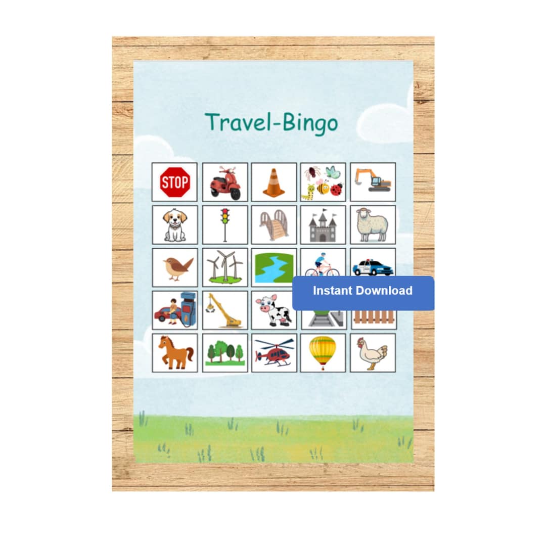 Travel Bingo, Travel Bingo - 5 Pages Each, Travel Game for Children - Etsy